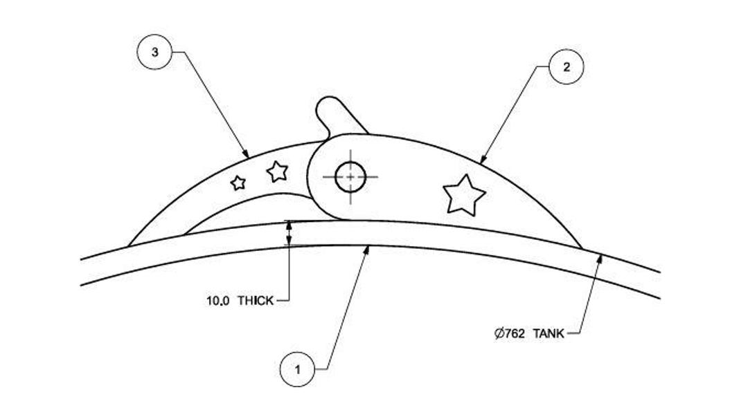 Offset BBQ Hinge DXF Design for 30" 762mm Tank Files to Cut Smoker ...