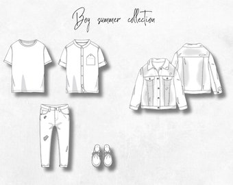 Boys Kids Fashion Bundle Vectors -fashion Flat Sketch for Adobe ...