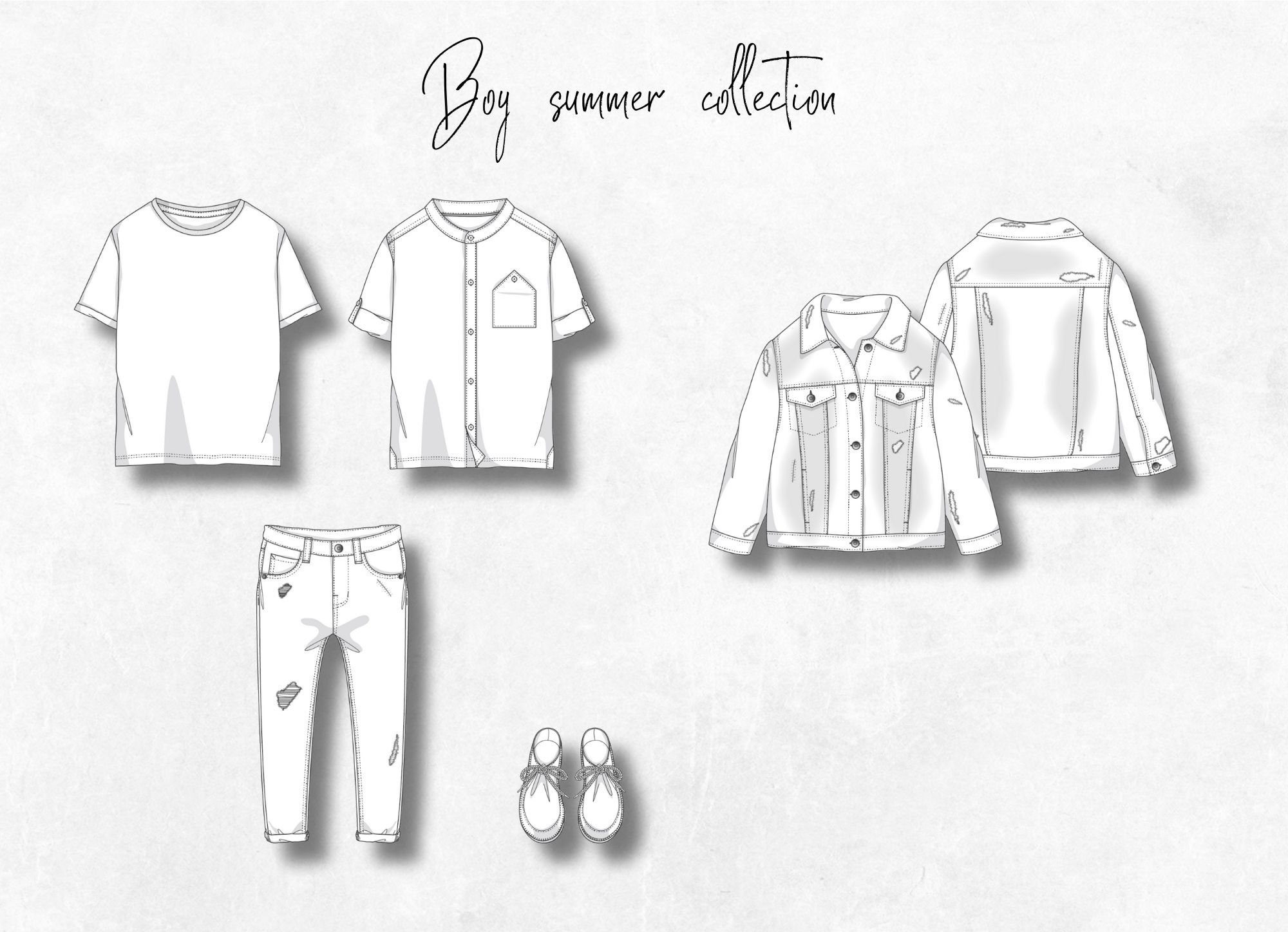 Boys Kids Fashion Bundle Vectors -fashion Flat Sketch for Adobe ...