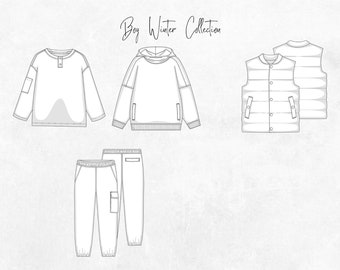 Boys Kids Fashion Bundle Vectors -fashion Flat Sketch for Adobe ...