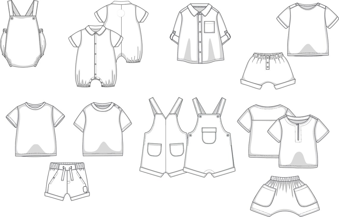 Baby Boy Fashion Sketch, Baby Clothing Template, Children’s Clothing ...