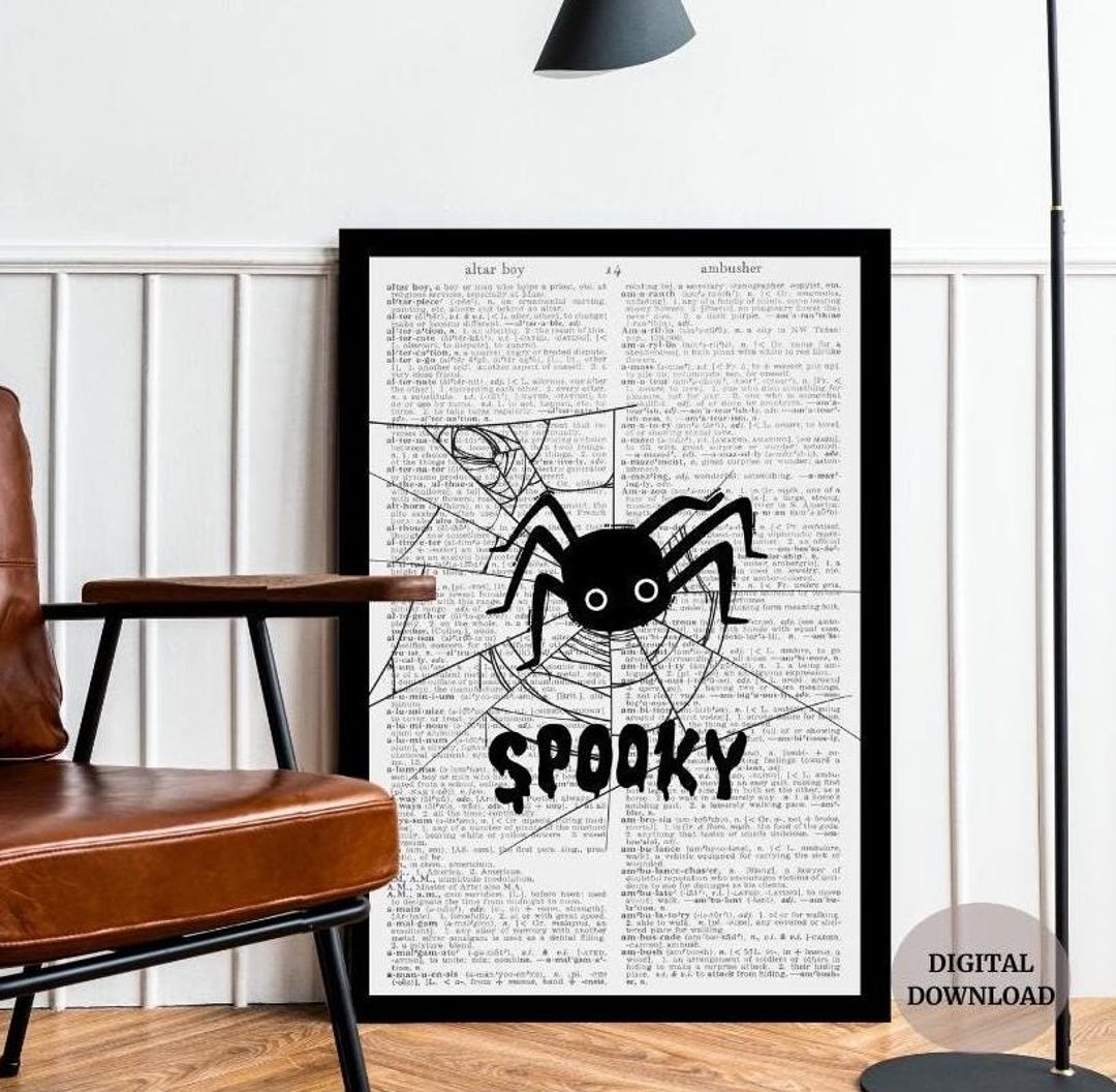 Halloween Dictionary Spider Printable Poster, Spooky Spider Dictionary ...