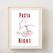 Red Printable Italian Pasta Night Poster, Italian Food Wall Art, Pasta ...
