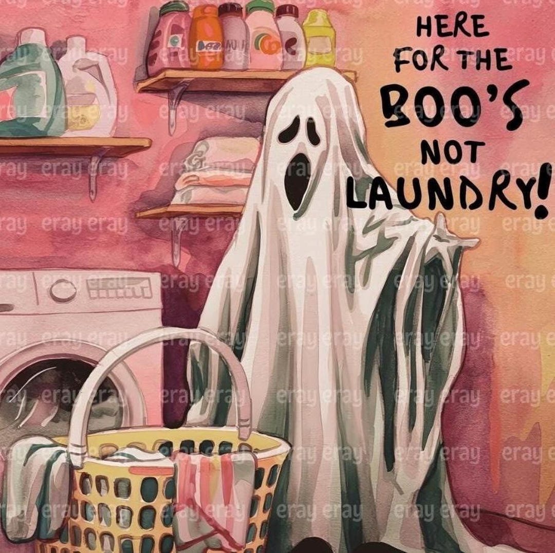 Funny Ghost Vintage Laundry Room Printable Poster, Halloween Ghost ...