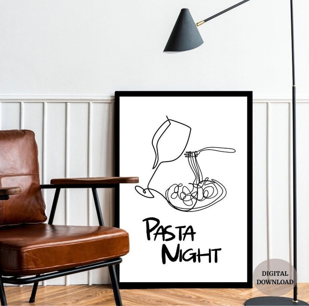 Italian Pasta Night Printable Poster, Italian Food Wall Art, Pasta ...