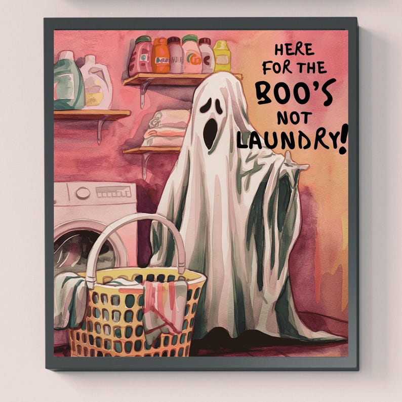 Funny Ghost Vintage Laundry Room Printable Poster, Halloween Ghost ...