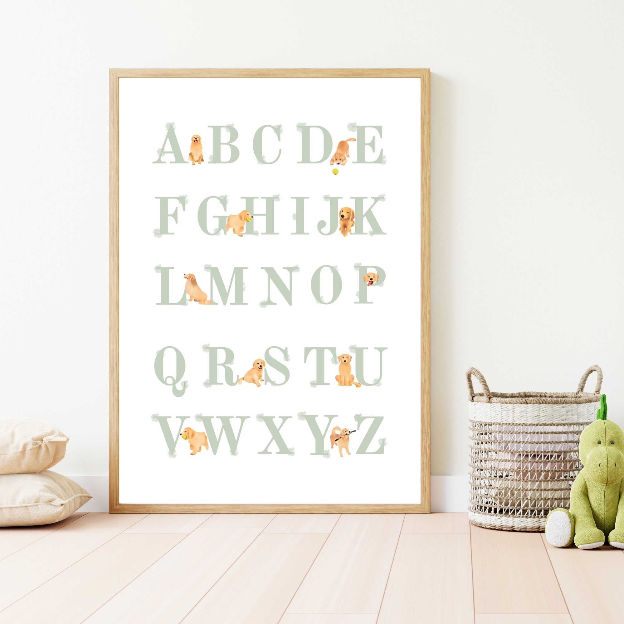 GOLDEN RETRIEVER Poster. Alphabet Puppy ABC Poster. Golden Retriever ...