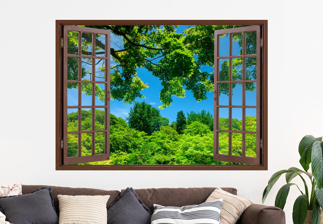 Forest 3D Window Wall Sticker, Trees, Removable Easy Peel & Stick ...