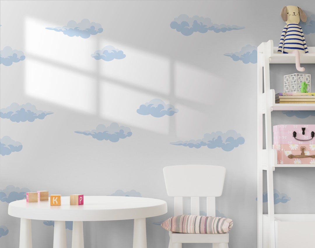 Pastel Blue Clouds Wall Decals: Removable Nursery Decor - Etsy