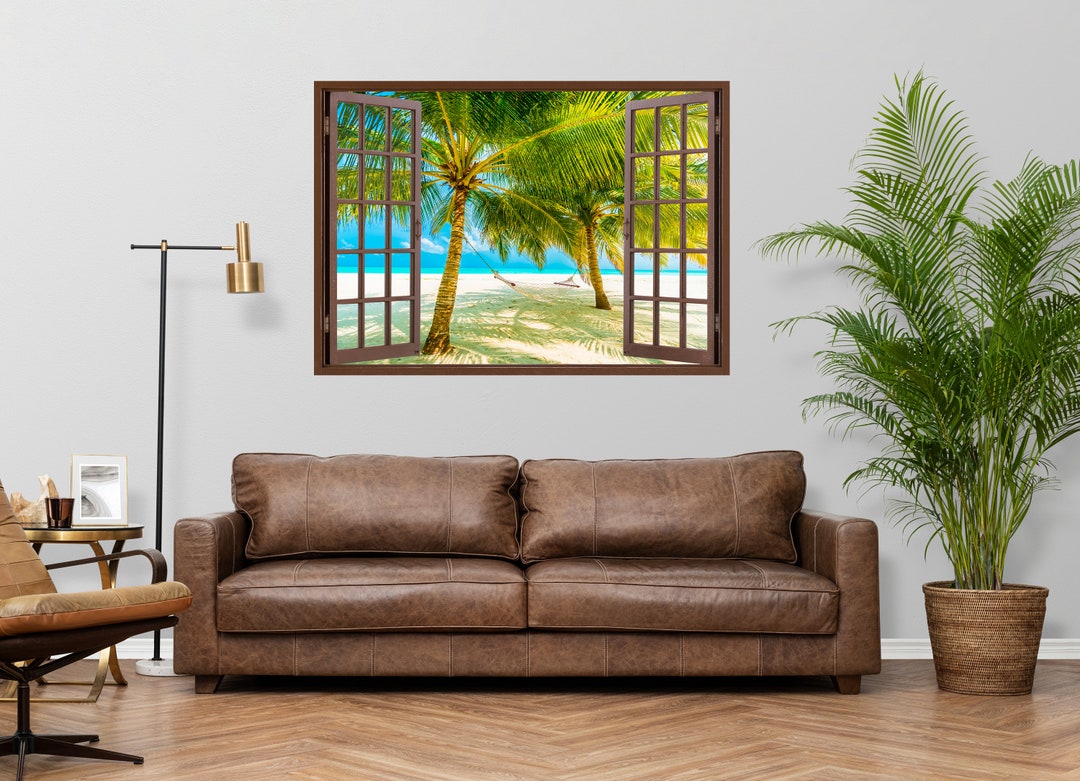 Beach Palm Tree Window Wall Decal, Removable Peel & Stick - Etsy