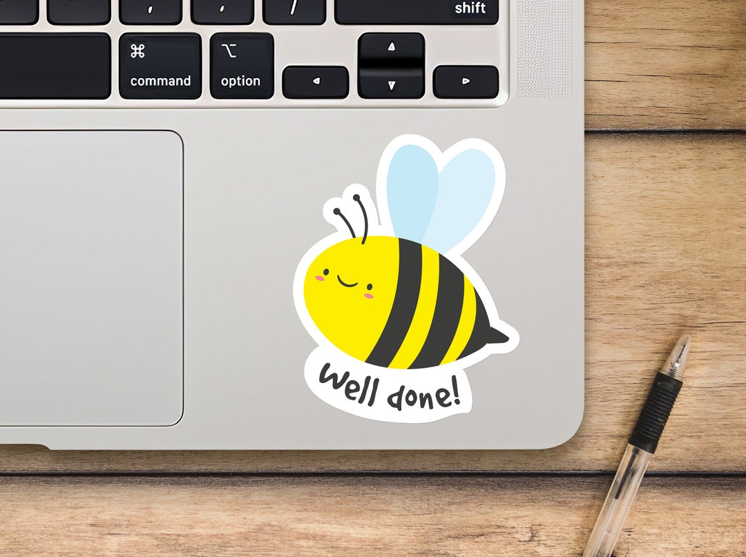 Well Done Laptop Sticker, Cute Bee Sticker, Mackbook Vinyl Sticker ...