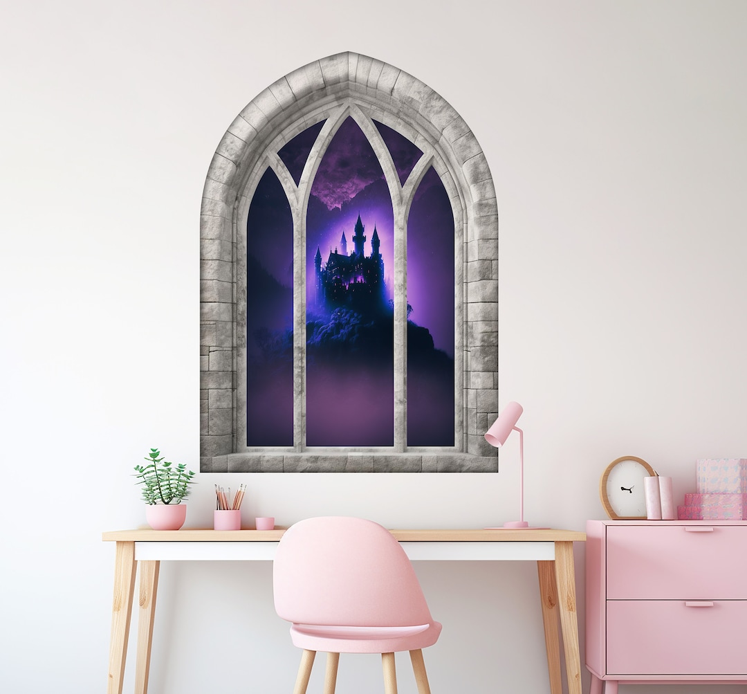 Magic Castle Window Wall Decal: Misty Night Peel & Stick Sticker - Etsy