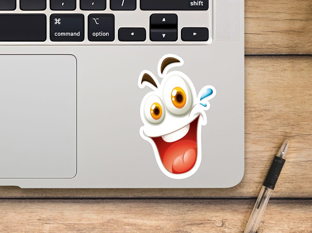 Laughing Face Laptop Sticker, Emoji Sticker, Mackbook Vinyl Sticker ...