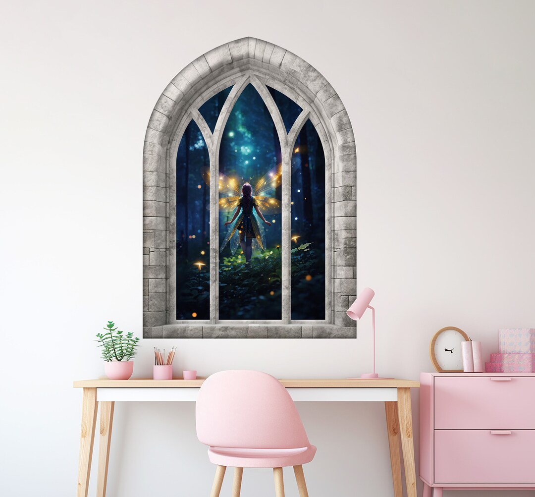 Fairy Forest Castle Window Wall Sticker: Removable 3D Decal - Etsy