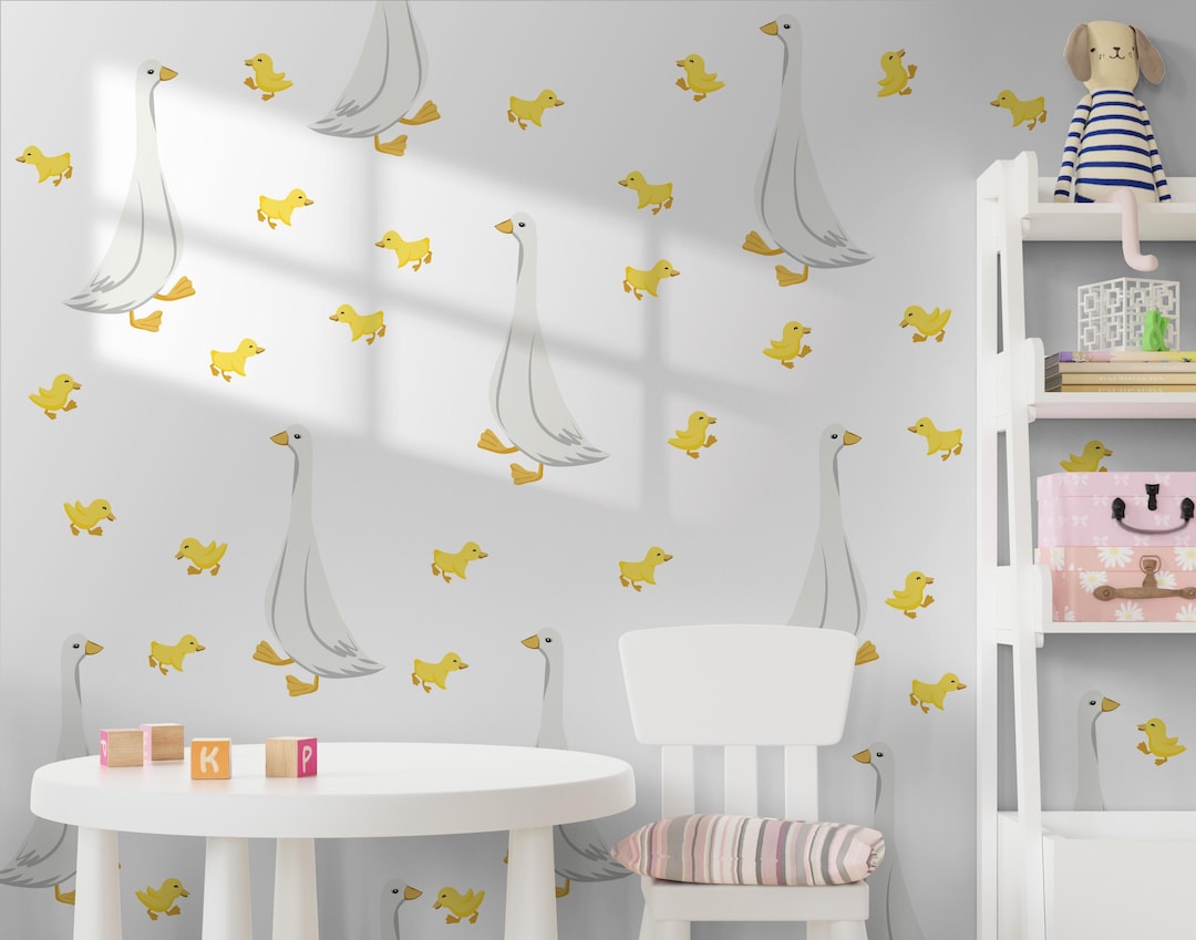 Geese Set of Wall Stickers, Cute Goose, Goslings Family, Removable Easy ...