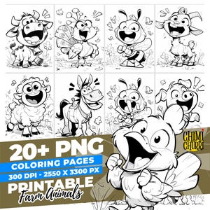 20 Pages of Farm Animals Coloring Book Fun & Creative Printable ...