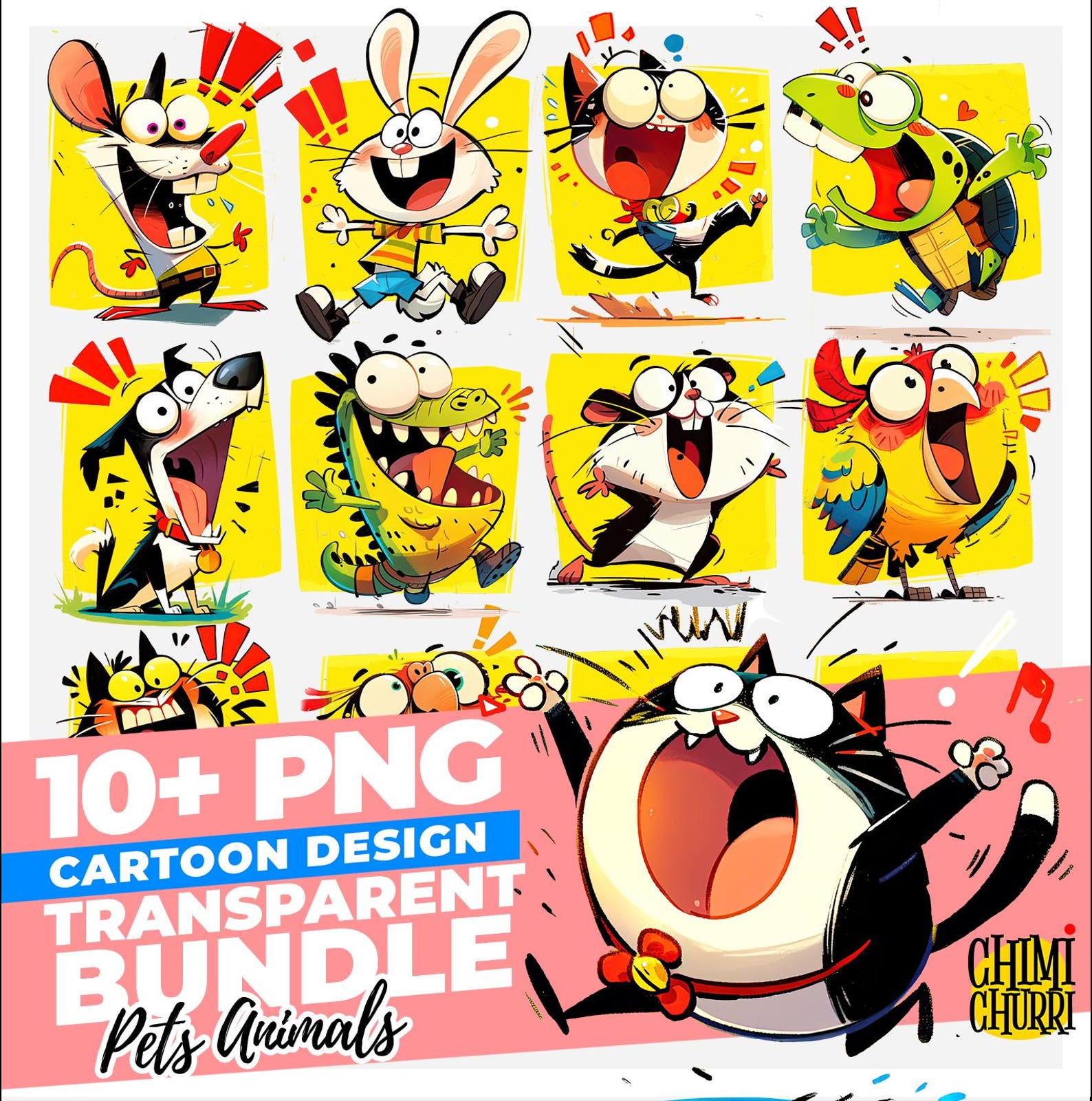 Pets Whimsical Animals Clipart Bundle | Quirky, Playful, Silly ...