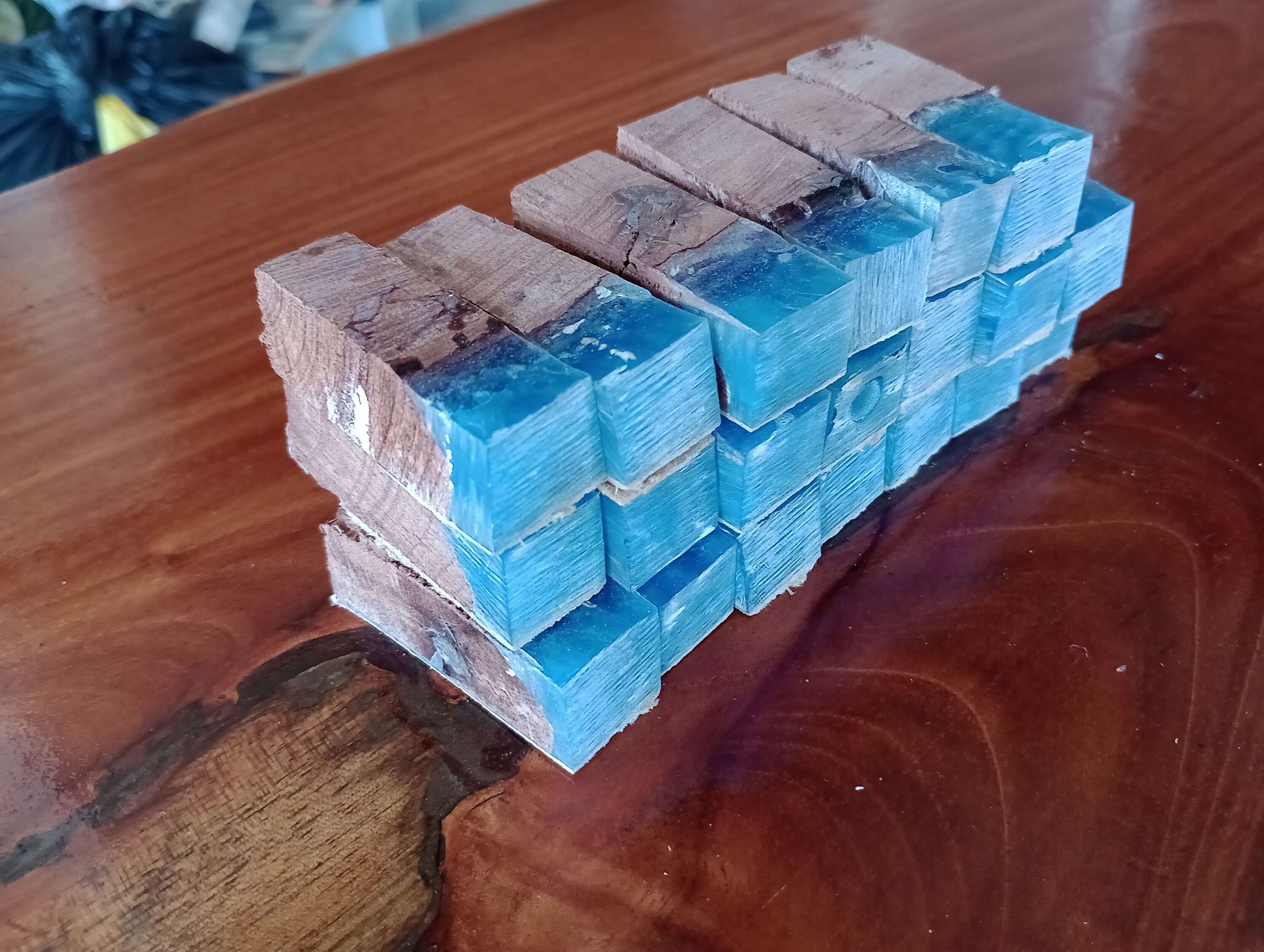 Pen Blanks Epoxy and Wood Hybrid Pen Blanks Blue Epoxy and Dark Wood - Etsy