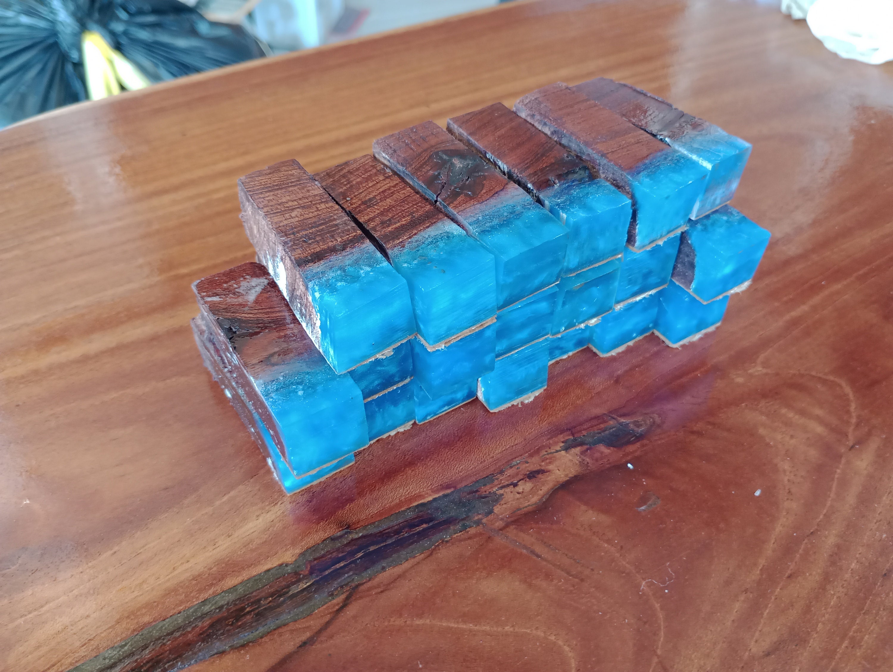 Pen Blanks Epoxy and Wood Hybrid Pen Blanks Blue Epoxy and Dark Wood - Etsy