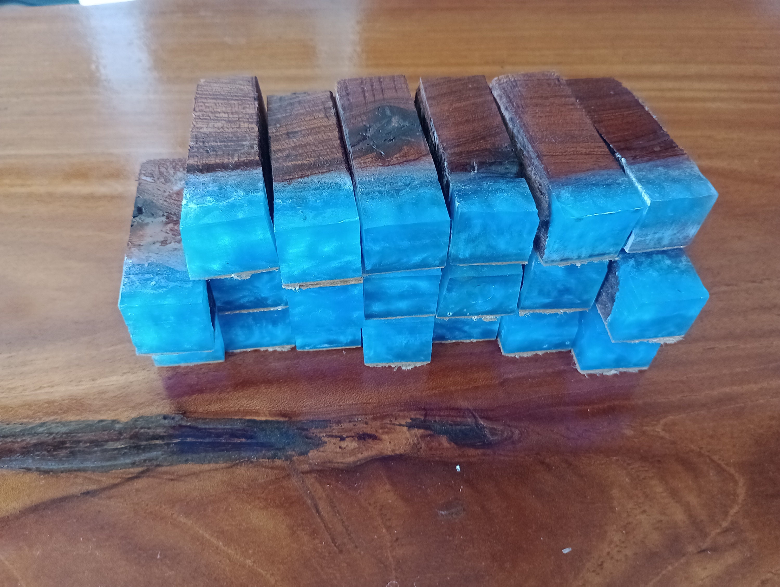 Pen Blanks Epoxy and Wood Hybrid Pen Blanks Blue Epoxy and Dark Wood - Etsy