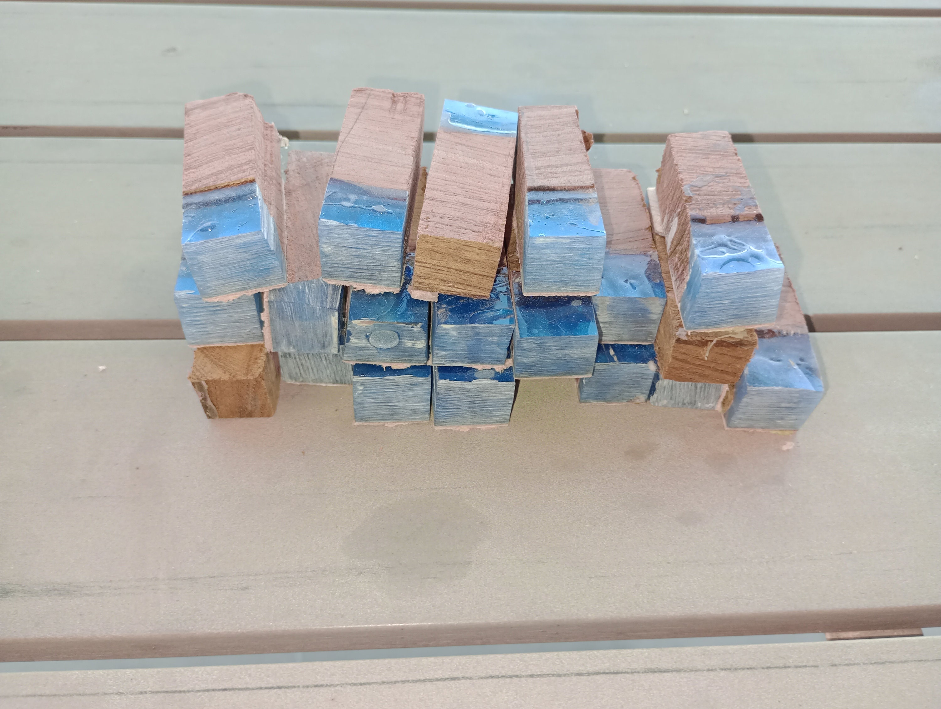 Pen Blanks Epoxy and Wood Hybrid Pen Blanks Blue Epoxy and Dark Wood - Etsy