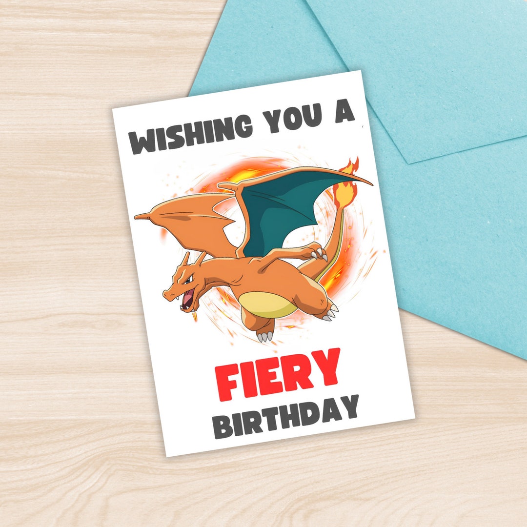 Printable Pokémon Charizard Birthday Card Digital Download - Etsy