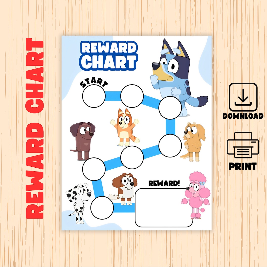 Printable Bluey 7-day Reward Chart Kid Good Behavior Tracker - Etsy