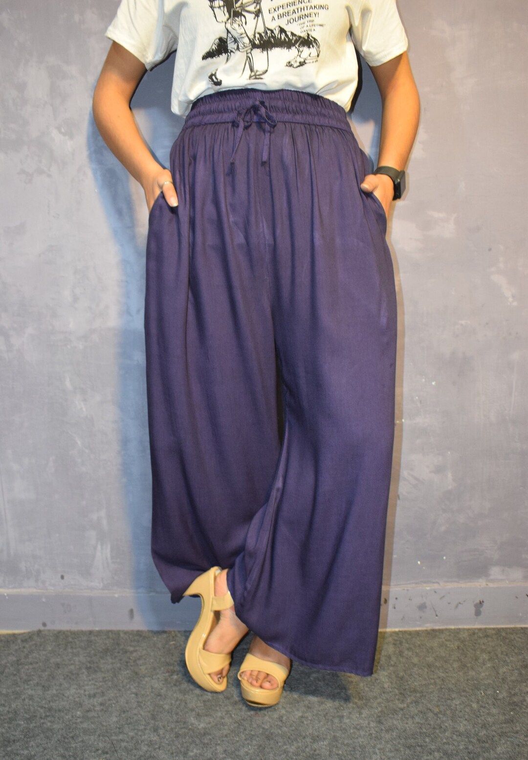 Blue Color,yoga,long Trendy ,boho Pants,wide Leg,beach Pant, Whole Body ...