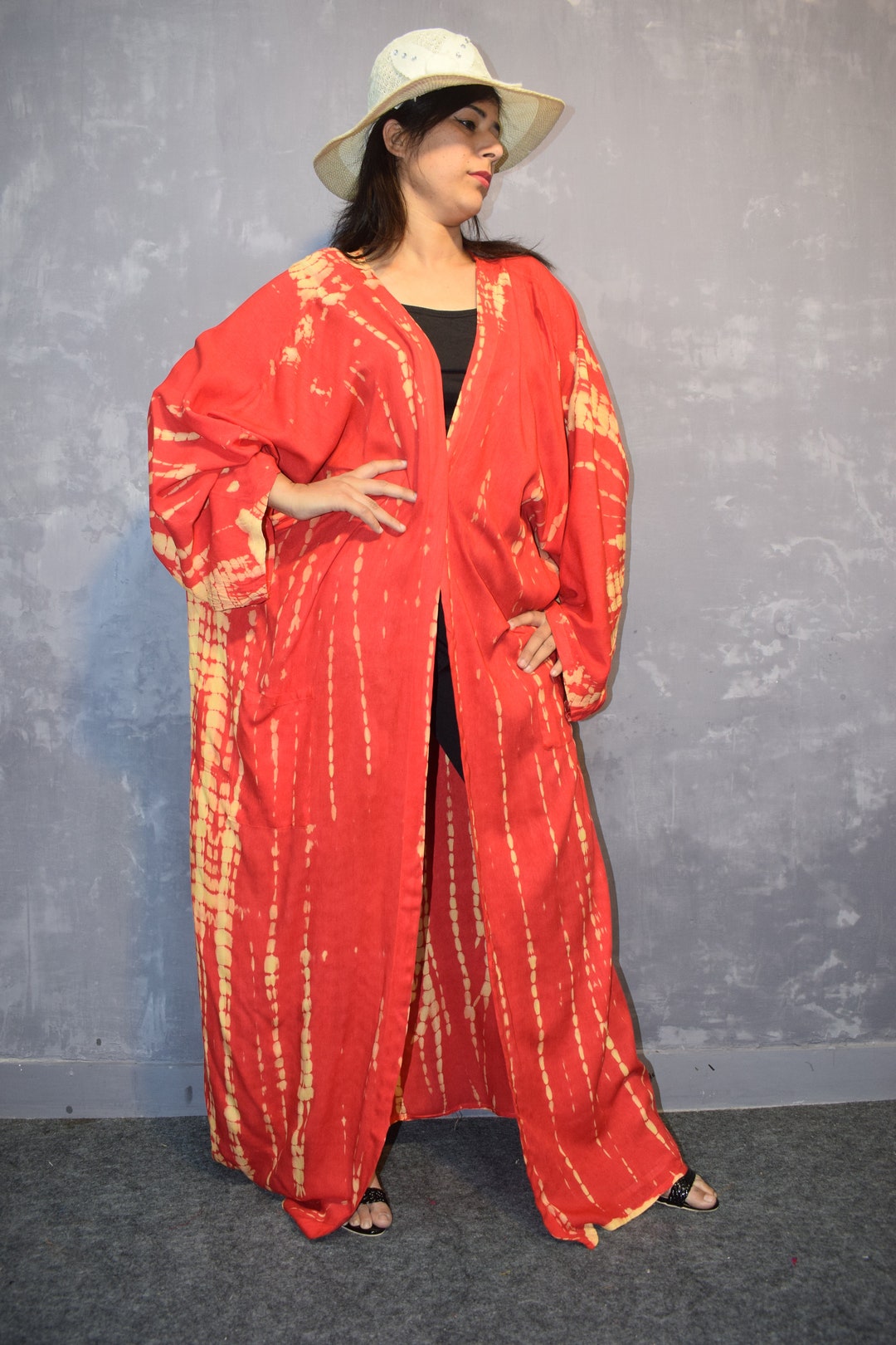 Red Color Robe Dress, Swim Cover Up, Summer Women Dress, Stylish Resort ...