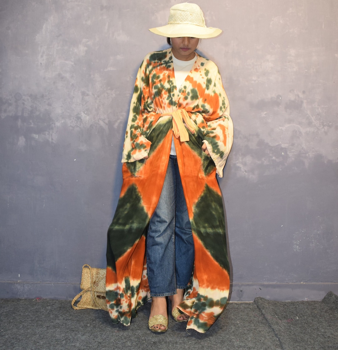 Beautiful Colorful Kimono,boho Kimono Cover Up,kimono Full Length,tie ...