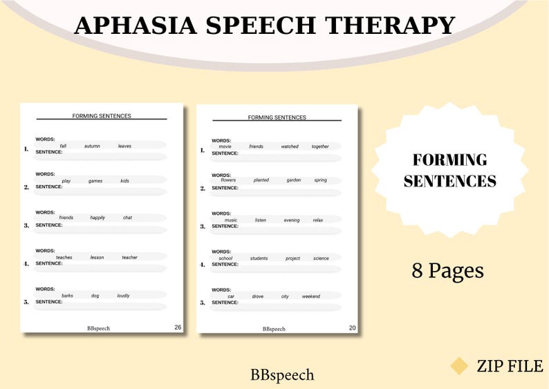Comprehensive Aphasia Therapy Workbook: 57 Pages of Comprehension ...