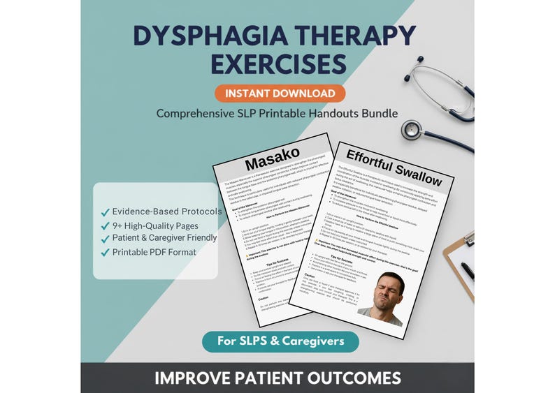 Dysphagia Therapy Exercises: SLP Printable Handouts Bundle (PDF ...