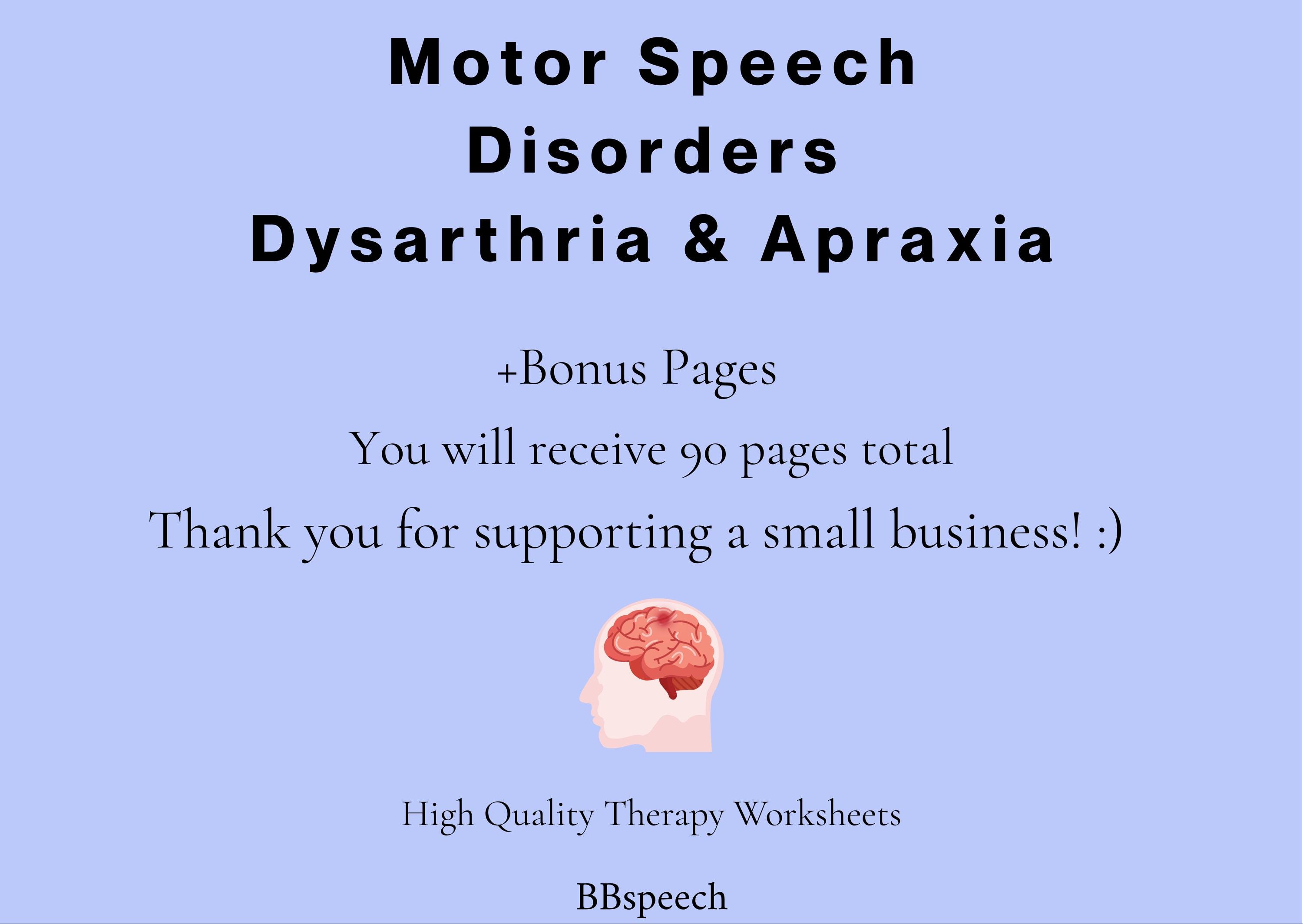 Apraxia Dysarthria Speech Therapy Workbook: Adult & Pediatric Motor ...