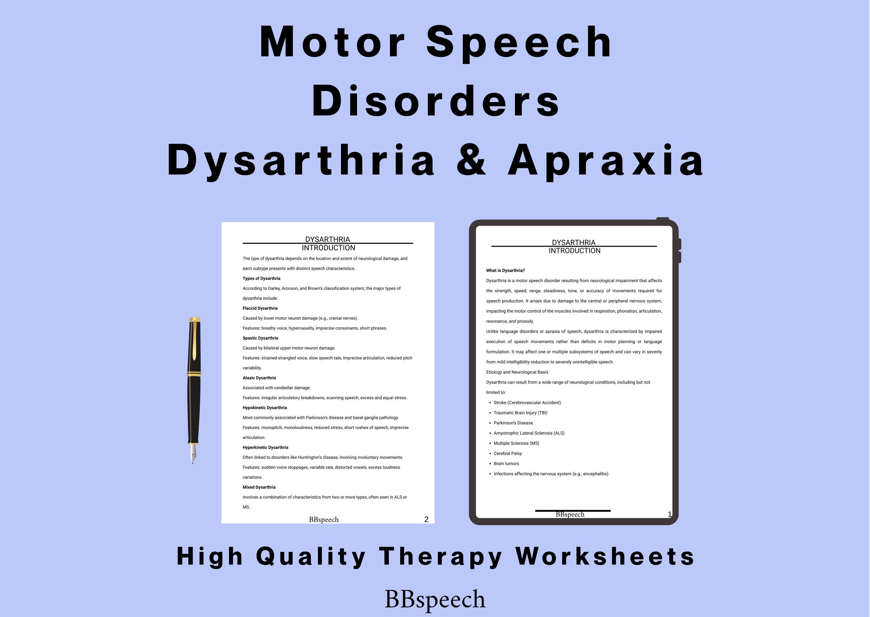 Apraxia Dysarthria Speech Therapy Workbook: Adult & Pediatric Motor ...