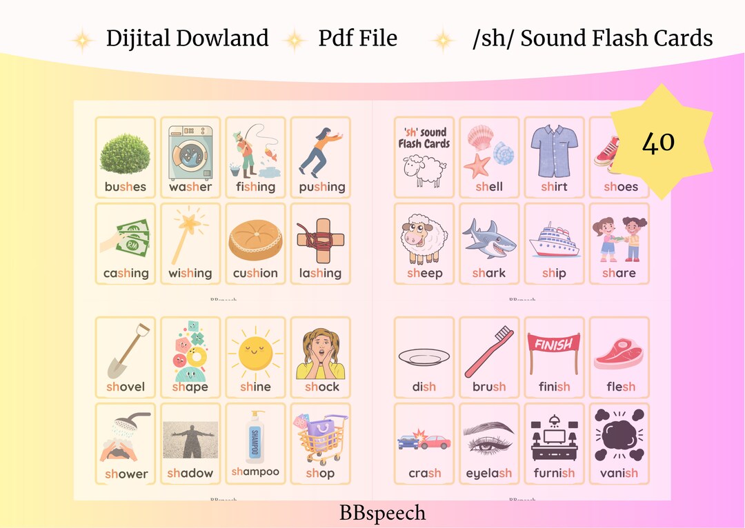 Digital Flashcards for /sh/ Sound Phonemic Awareness and Speech Therapy ...