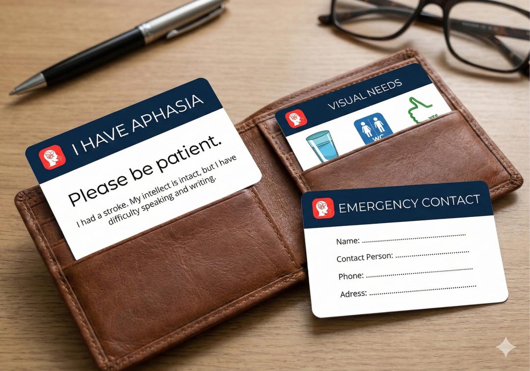 Aphasia Wallet Card | Stroke Survivor Medical ID | Speech Therapy ...