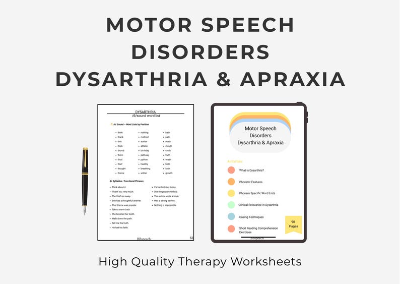 Apraxia Dysarthria Speech Therapy Workbook: Adult & Pediatric Motor ...