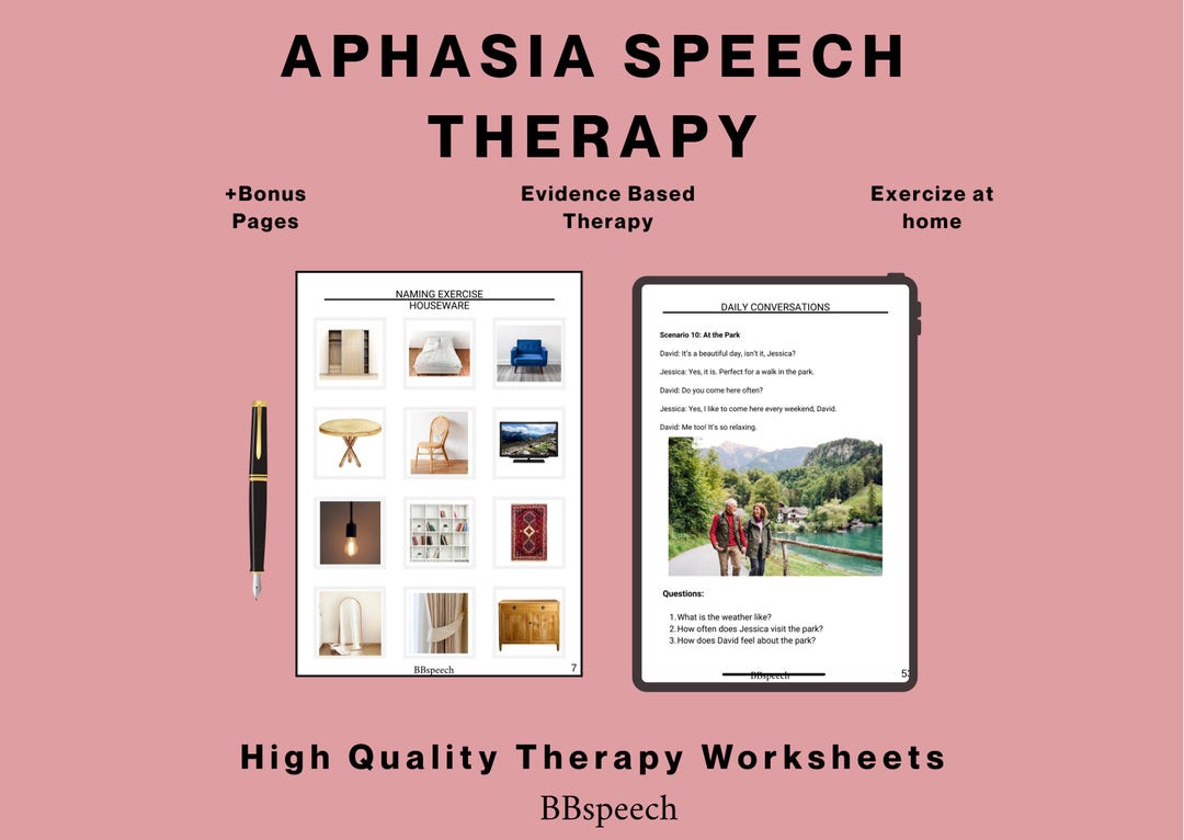 Aphasia Therapy Workbook for Adults | 57-page PDF | Functional Language ...