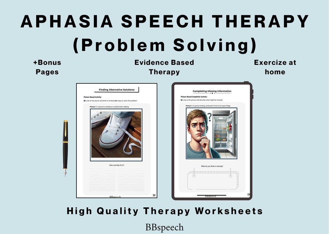 Adult Speech Therapy, Aphasia, Problem Solving Skills Work Book ...