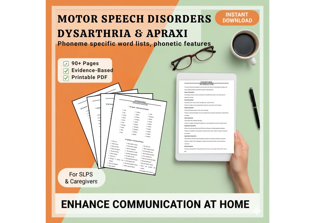 Apraxia Dysarthria Speech Therapy Workbook: Adult & Pediatric Motor ...
