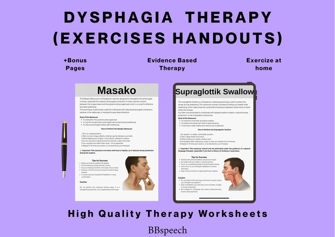 Dysphagia Therapy Handouts Bundle – 10 Printable Dysphagia Exercises ...