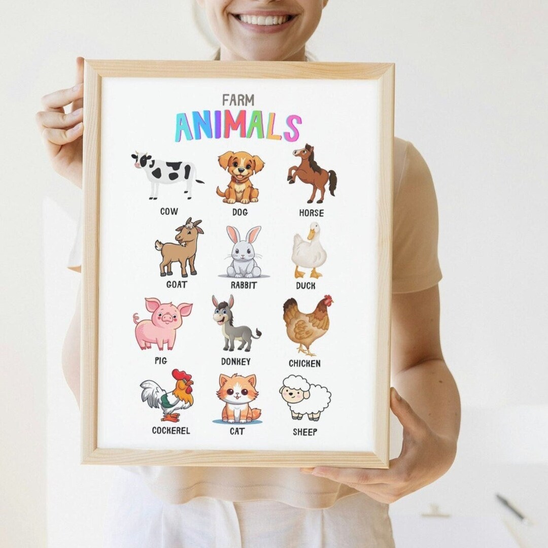 Farm Animal Poster for Children, Learning Farm Animals, Farm Animals ...