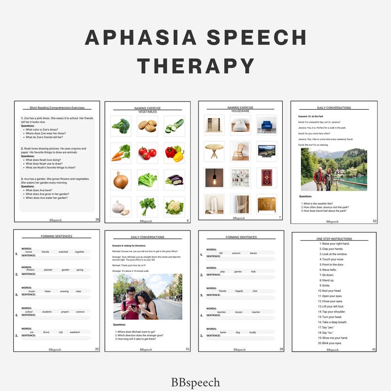 Aphasia Therapy Workbook: Functional Language Activities for Adults ...