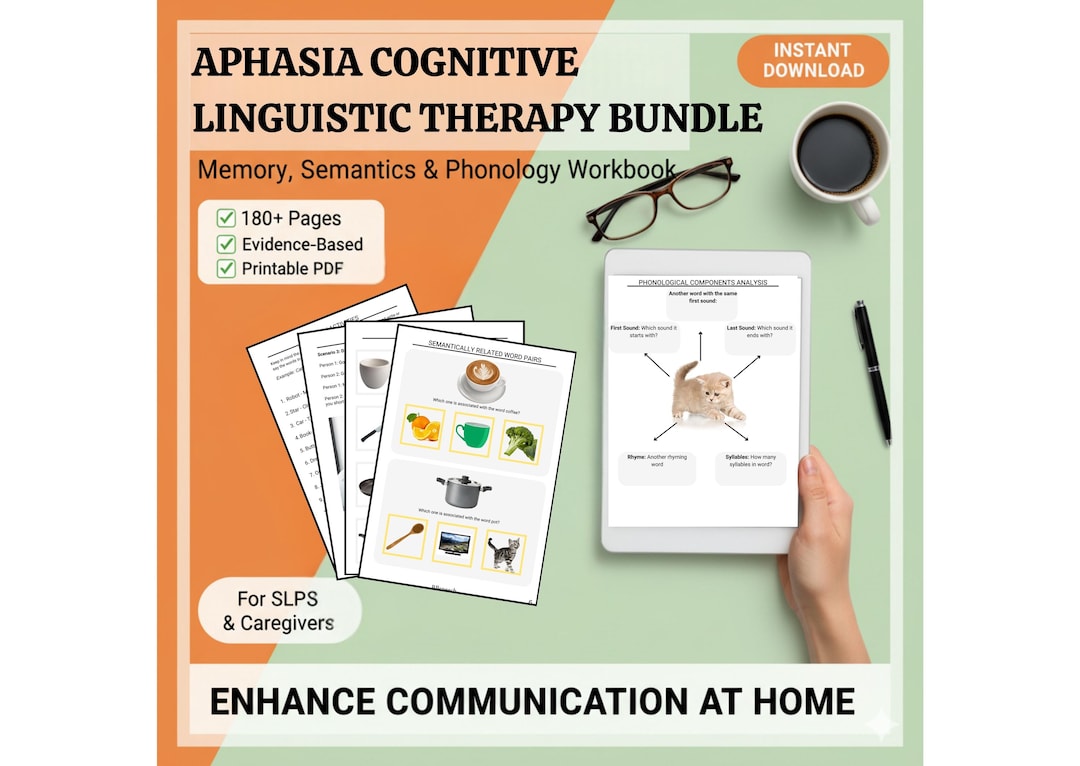 Aphasia Therapy Workbook: Speech & Language Exercises (digital Download ...