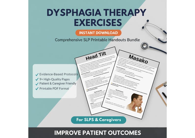 Dysphagia Therapy Exercises: SLP Printable Handouts Bundle (PDF ...