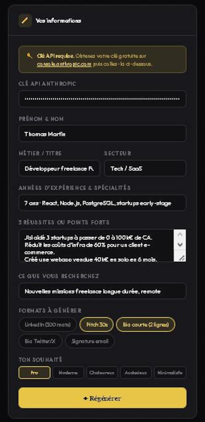 Ai-powered HTML Bio and Pitch Generator | Linkedin Bio, Freelance Pitch ...