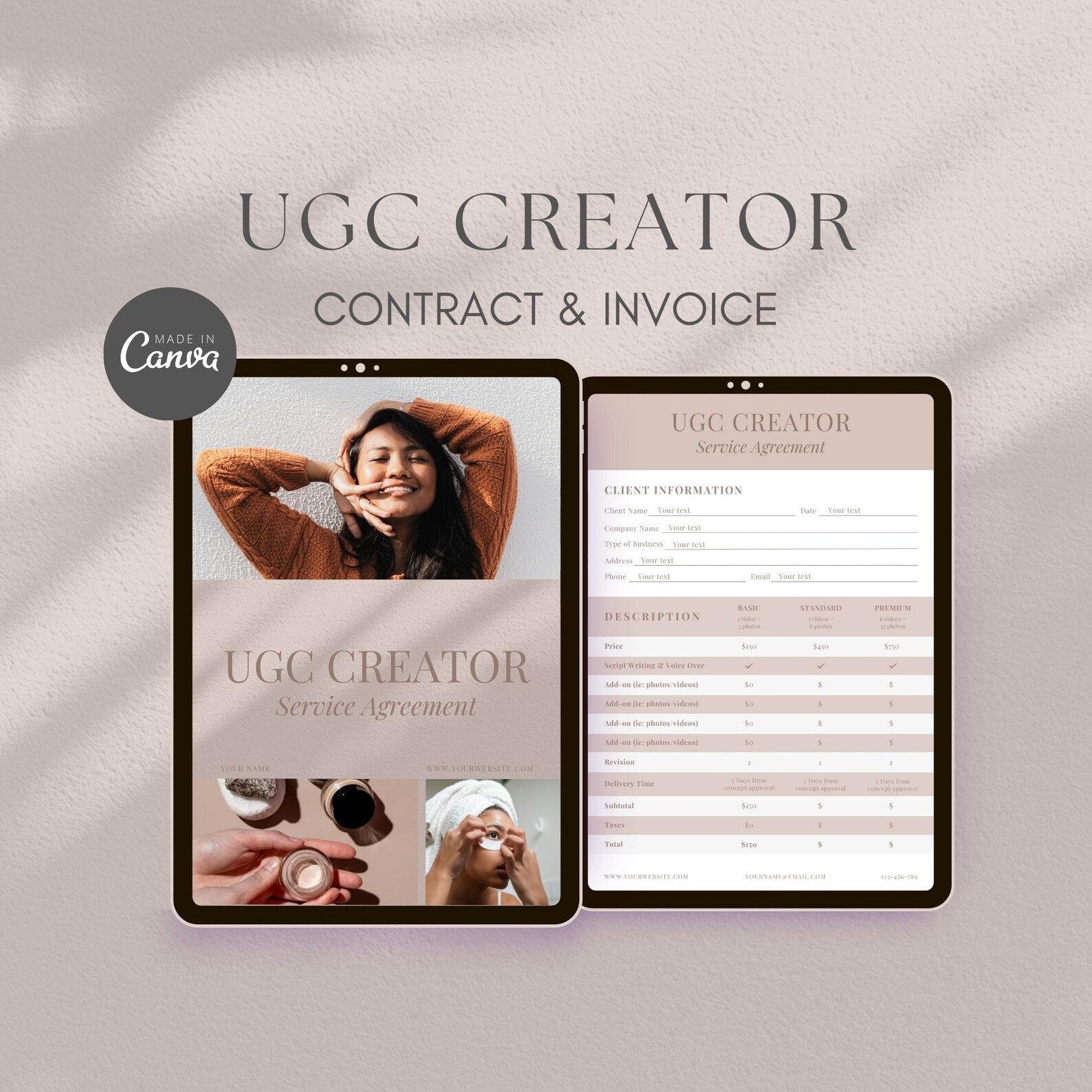 UGC Contract and Invoice Template, UGC Contract Agreement Template for ...