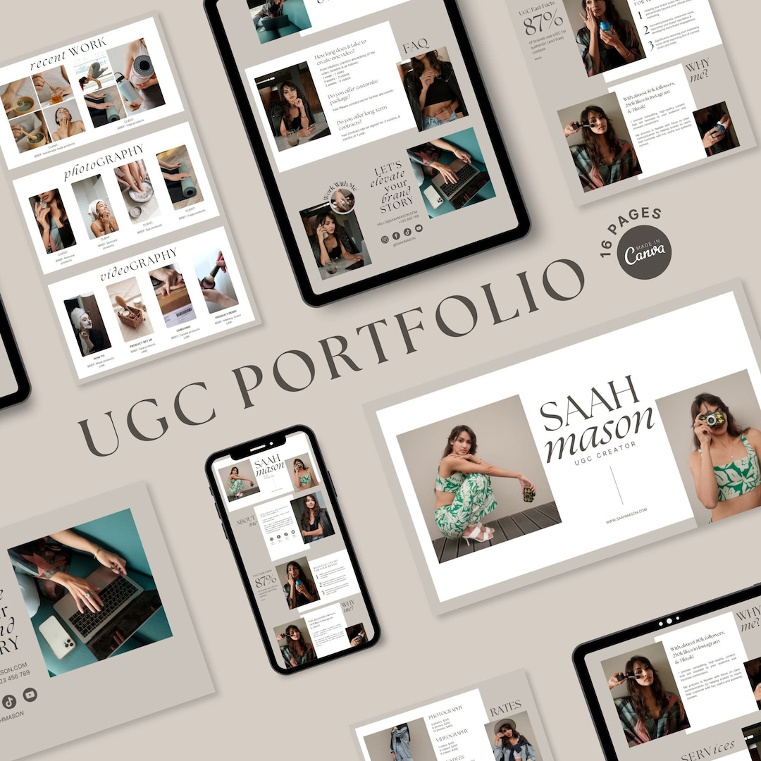 UGC Portfolio Template Canva, UGC Creator Website Template, User Generated Content Creator Media ...