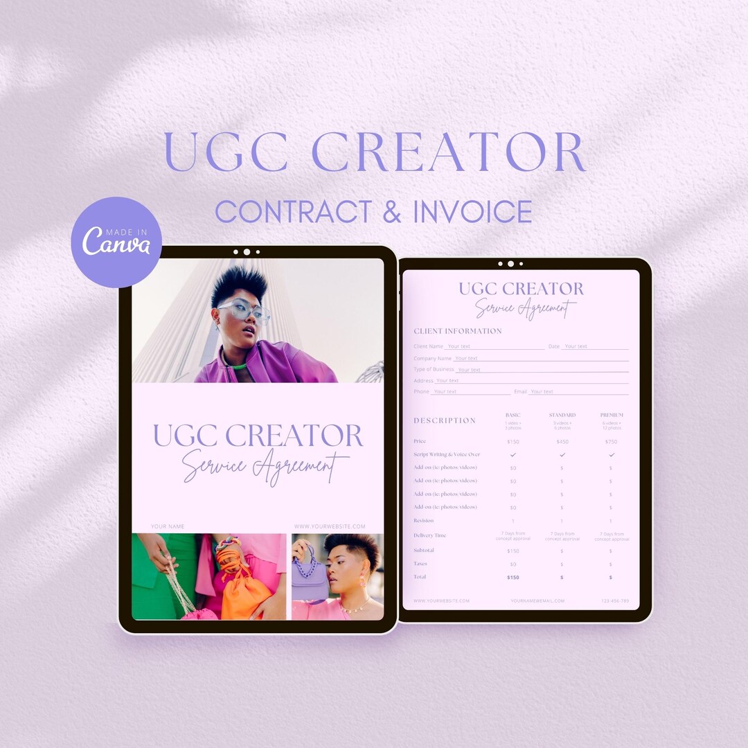 UGC Contract and Invoice Template, UGC Service Agreement Template ...