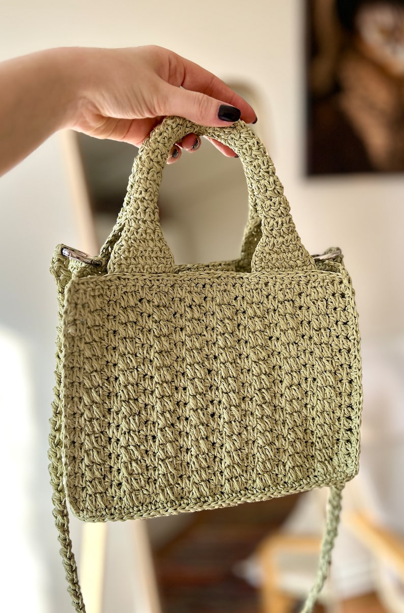 Modern Crochet Paper Yarn Bag, Lightweight Handmade Bag, Crossbody Bag ...